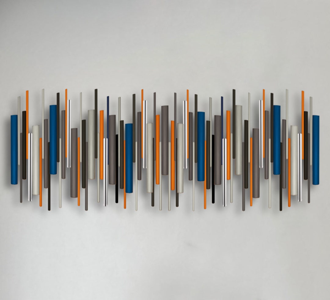 Modern Wood and Chrome Wall Art, Wood Wall Sculpture - Etsy