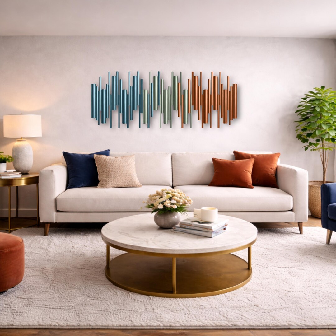 Large 3D Wall Art, Parametric Wall Decor, Blue Sage Copper Sculpture ...