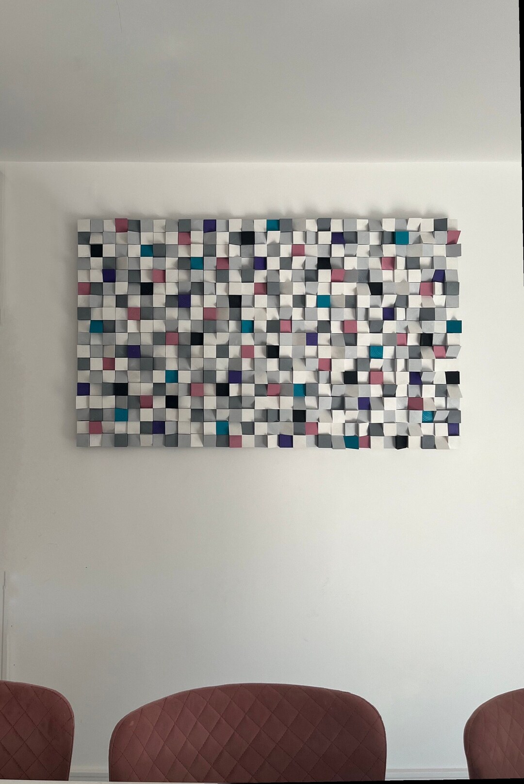 Mosaic Wood Art, 3D Wood Block Art, Wooden Block Art, Modern Wood Block ...