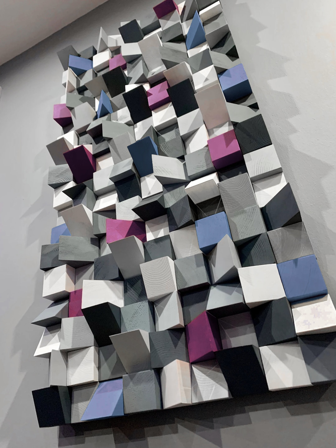 Wood Wall Art Pink Acoustic Wall Panel Sound Diffuser Wall Decor Wall ...