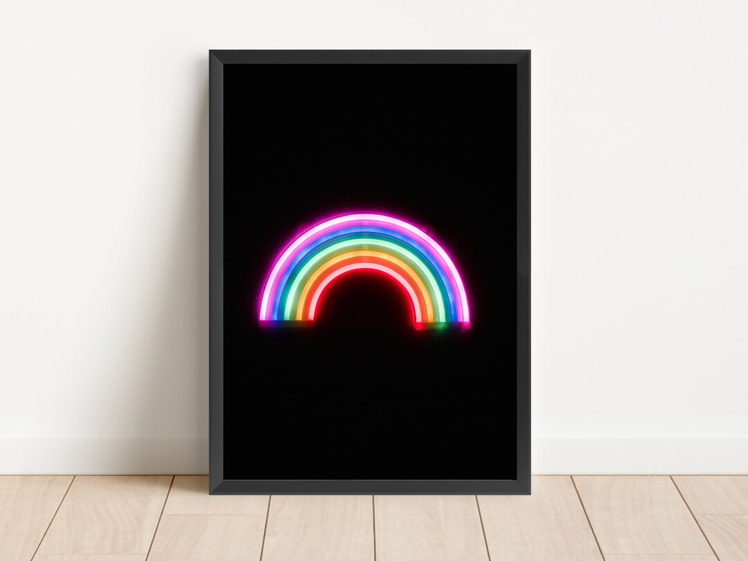 Rainbow Neon Print Neon Wall Art Neon Effect Print Cool Home Gifts ...