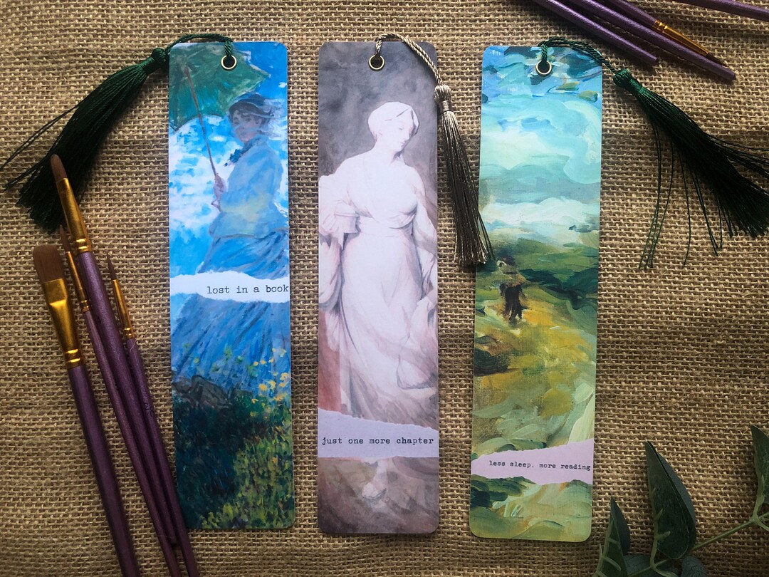 Set of 3 Famous Art Inspired Bookmarks, Bookish Quotes, Claude Monet ...