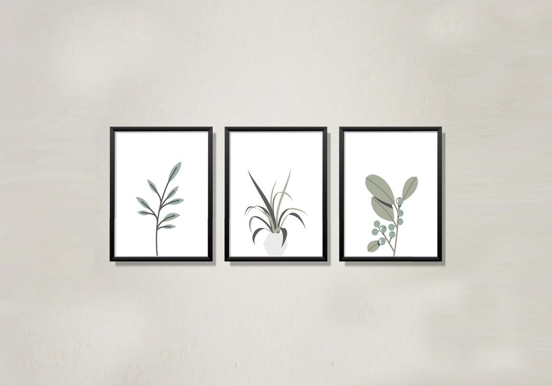 Plant Wall Art, Set of 3 Prints, Botanical Print Set, Plant Print ...