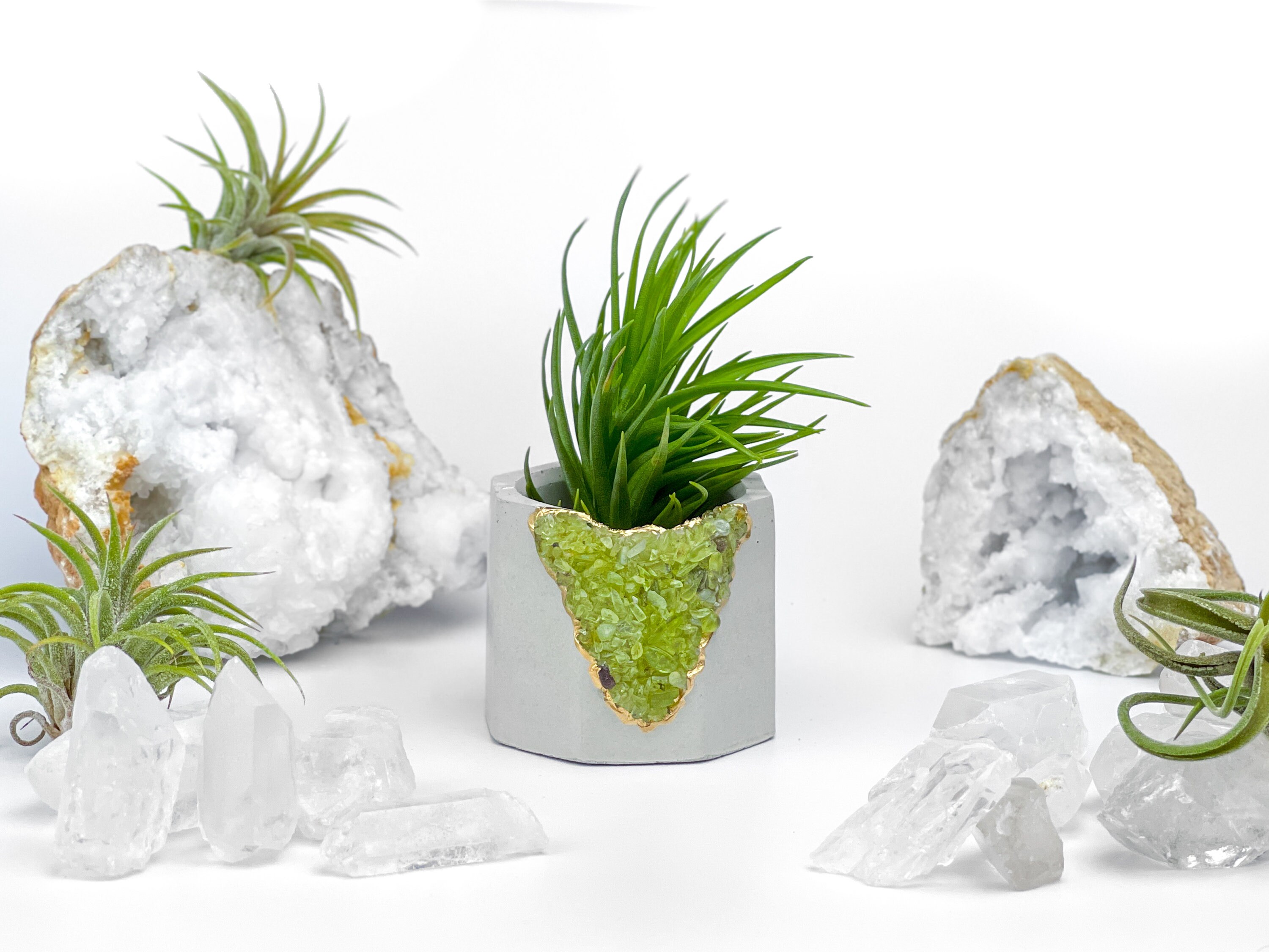 Green Peridot Succulent Pot Crystal Planter Geode Planter | Etsy