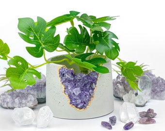 Moonstone Amethyst Flower Pot Decoration Crystal Pot Hugger - Etsy