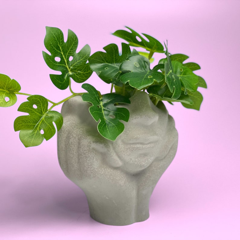 Cement Face Planter Human Head Planter Pot Concrete Smiley - Etsy