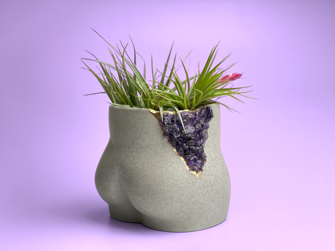 Butt Geode Planter, Boob Body Planter, Booty Pot, Amethyst Crystals ...
