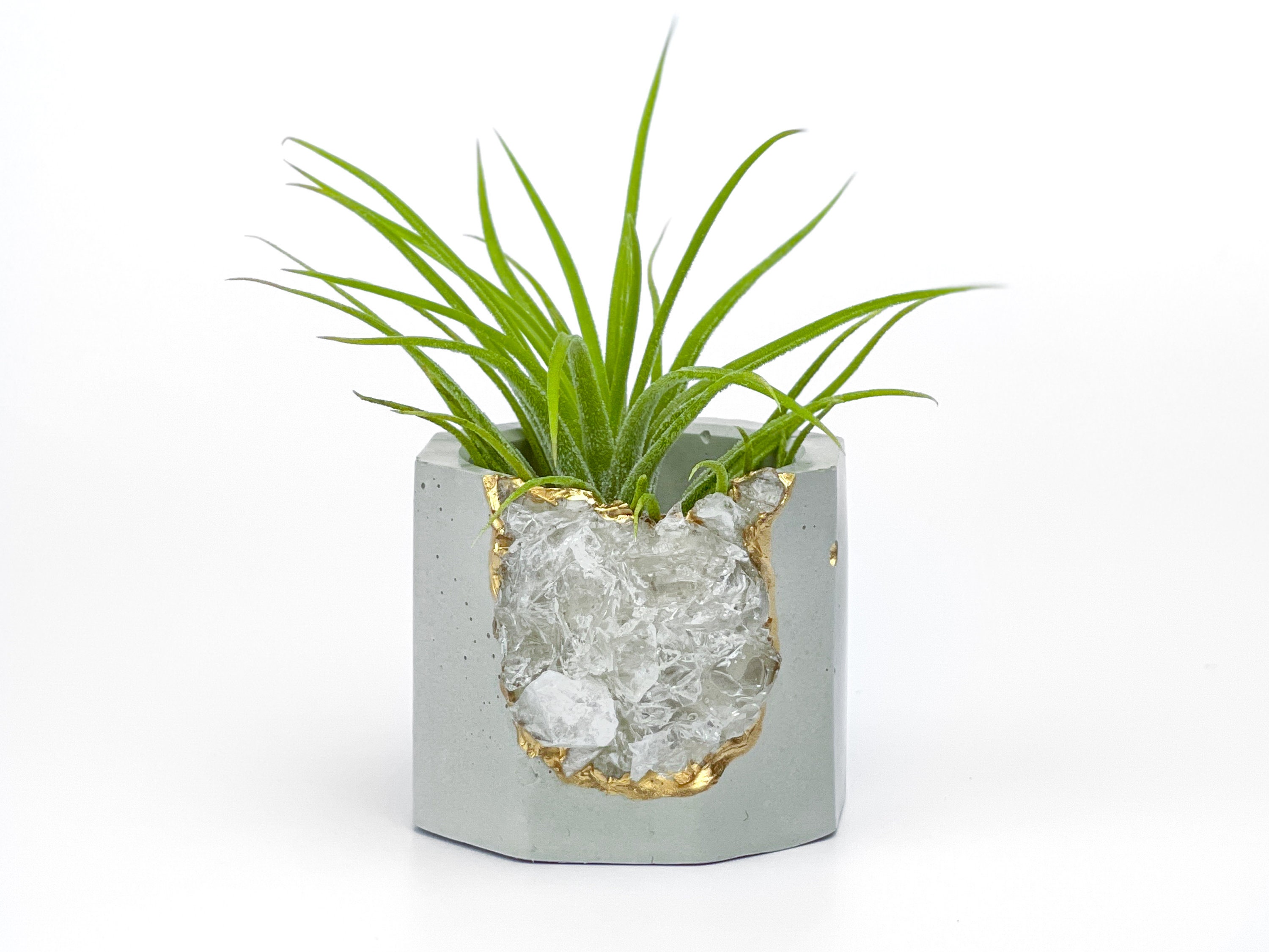 Raw Clear Quartz Crystal Planter | Geode Small Succulent Pot | Mini Air ...