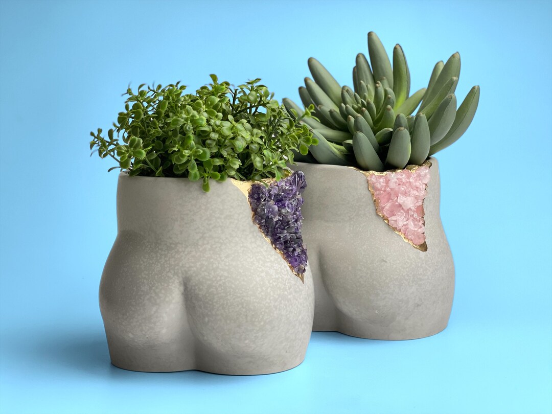 Butt Geode Planter Boob Body Planter Booty Pot Rose Quartz - Etsy