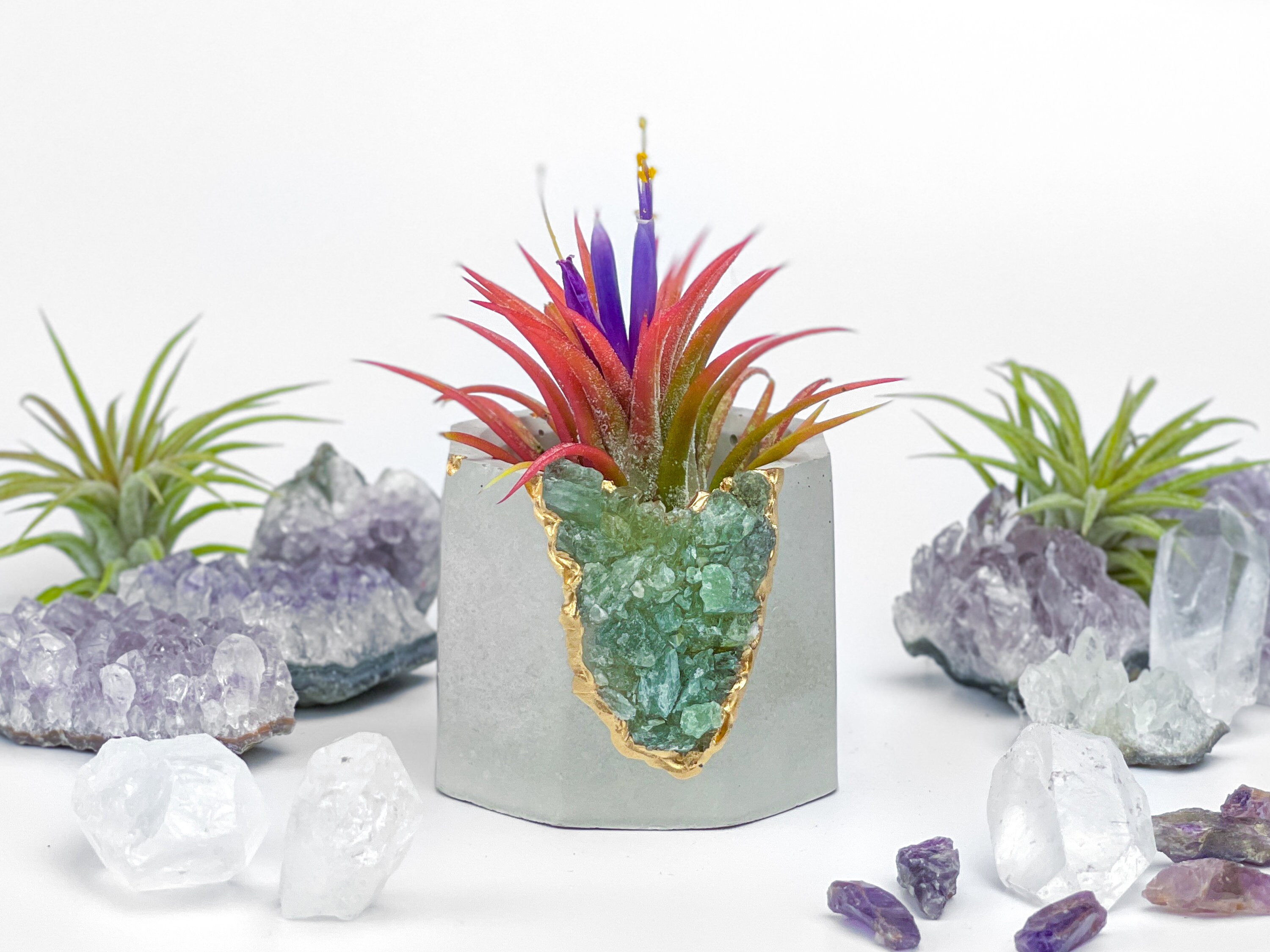 Green Apatite Crystal Planter Geode Planter Pot Concrete | Etsy