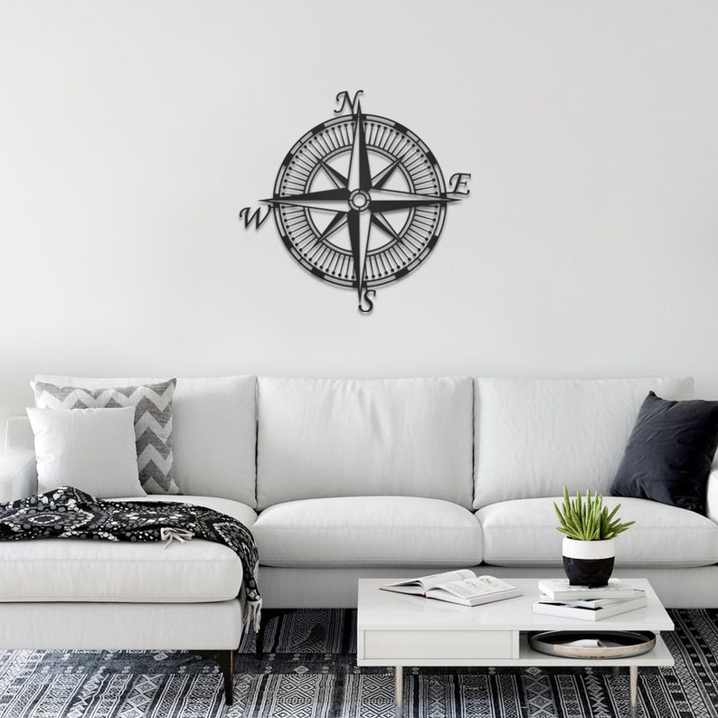 Nautical Compass Metal Wall Art Large Indoor Or Outdoor Wall Art Goes With Metal World Map