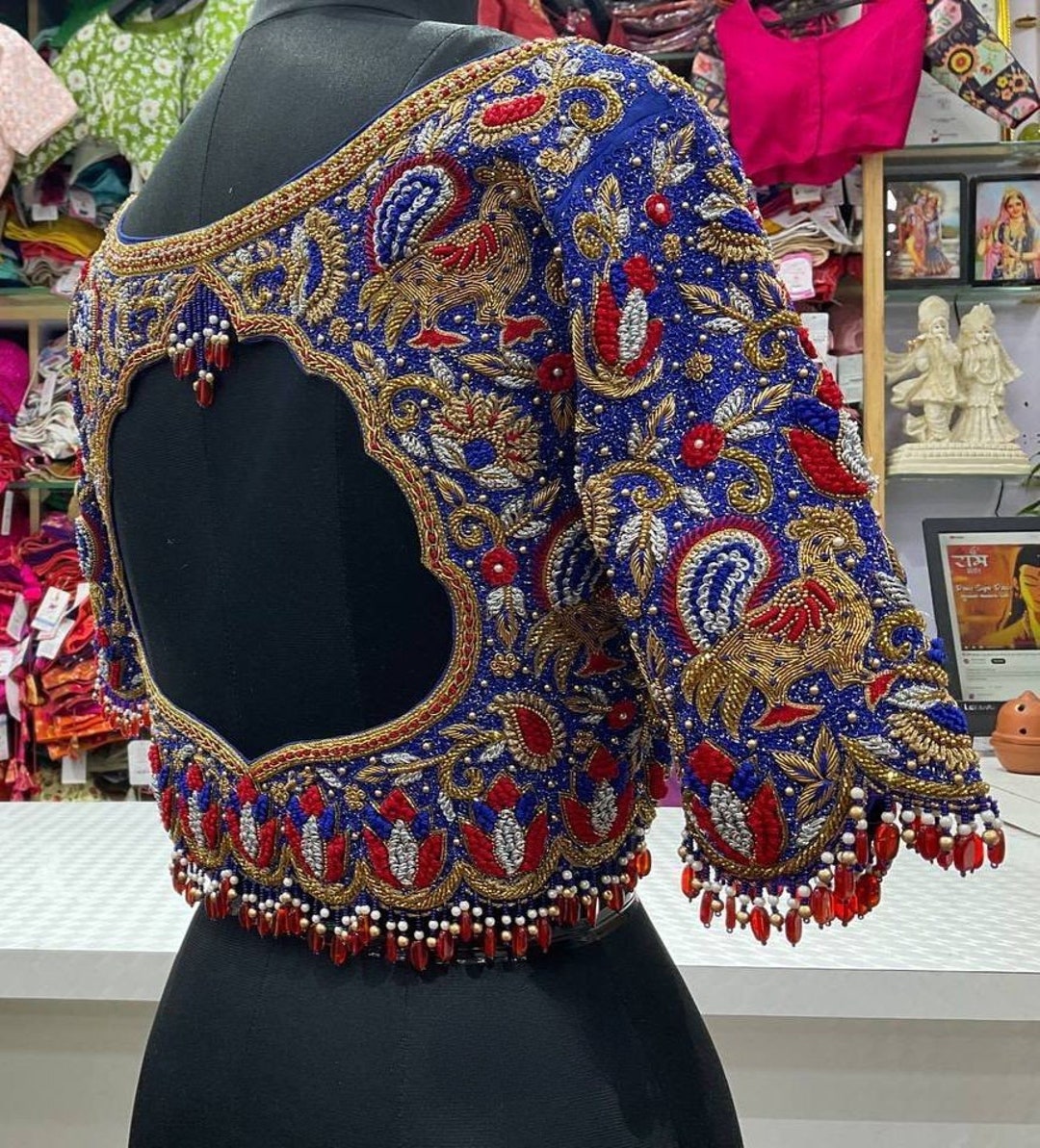 Blue Maggam Blouse| Saree Blouse| Bridal Blouse| Blouse| Blouse Pattern ...