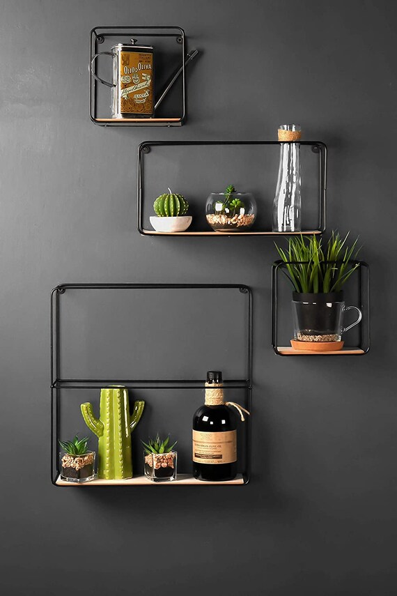 Set Of 4 Retro Industrial Style Wall Shelves Wall Shelf Etsy