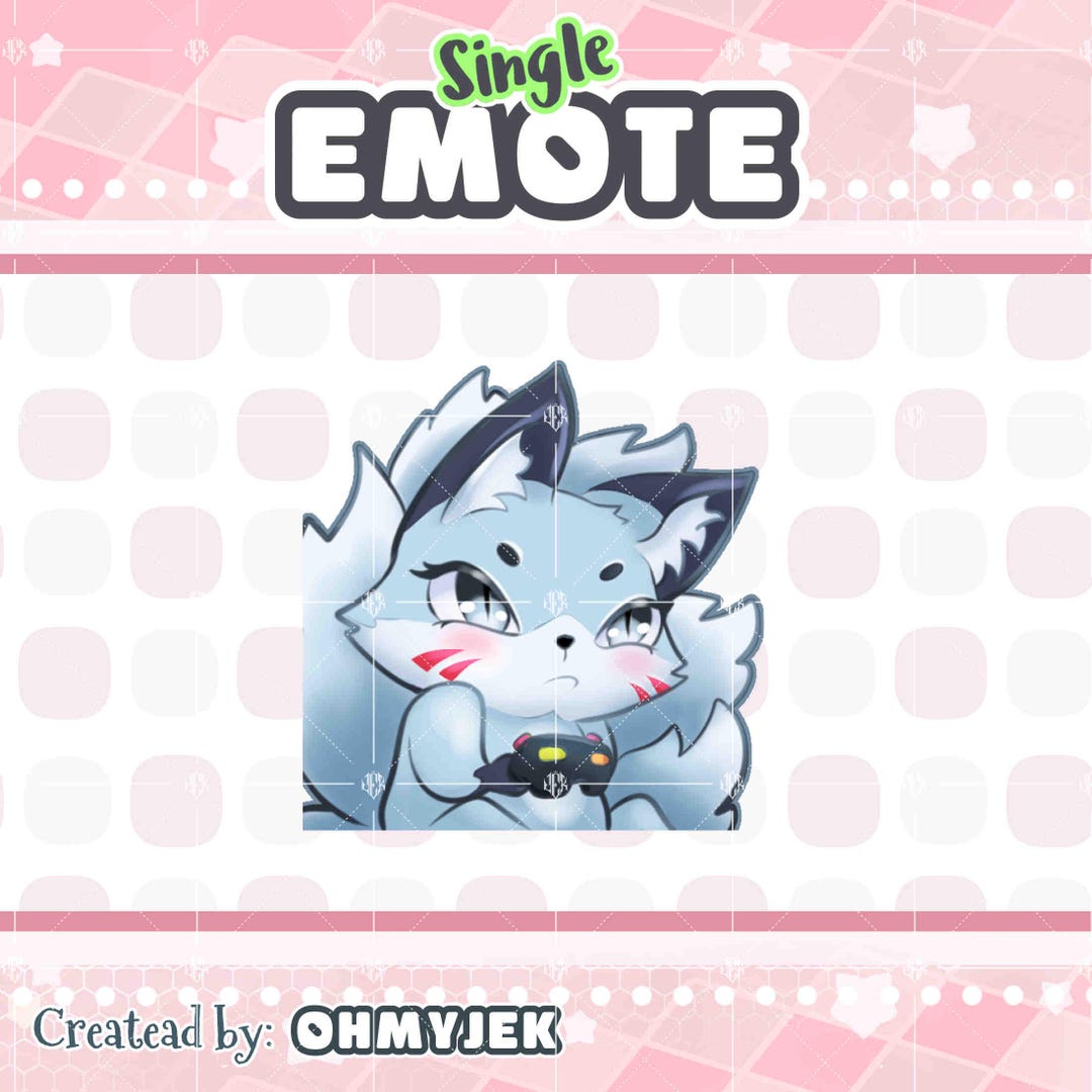 Twitch Emote Blue Kitsune Playing Game Emote Discord Emoji - Etsy