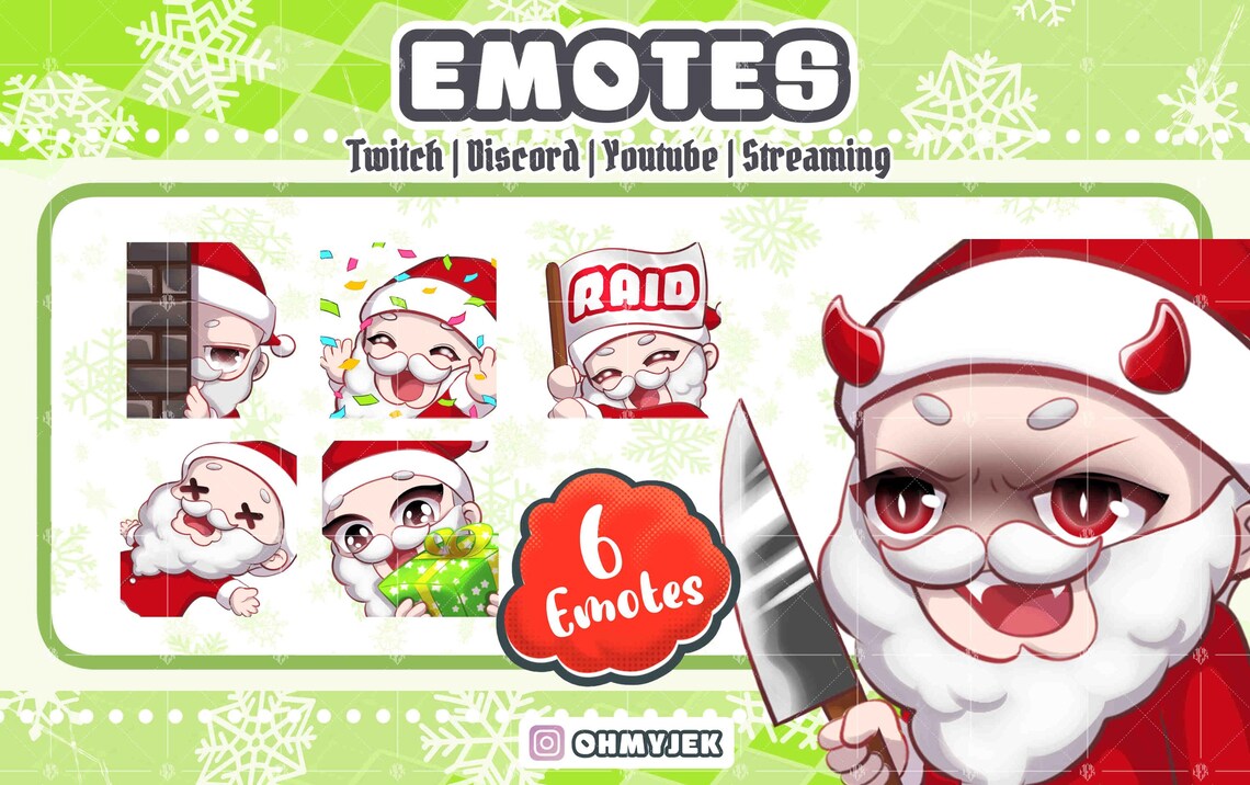 Christmas Santa Emotes: Twitch, Discord, Youtube, Kick (digital ...