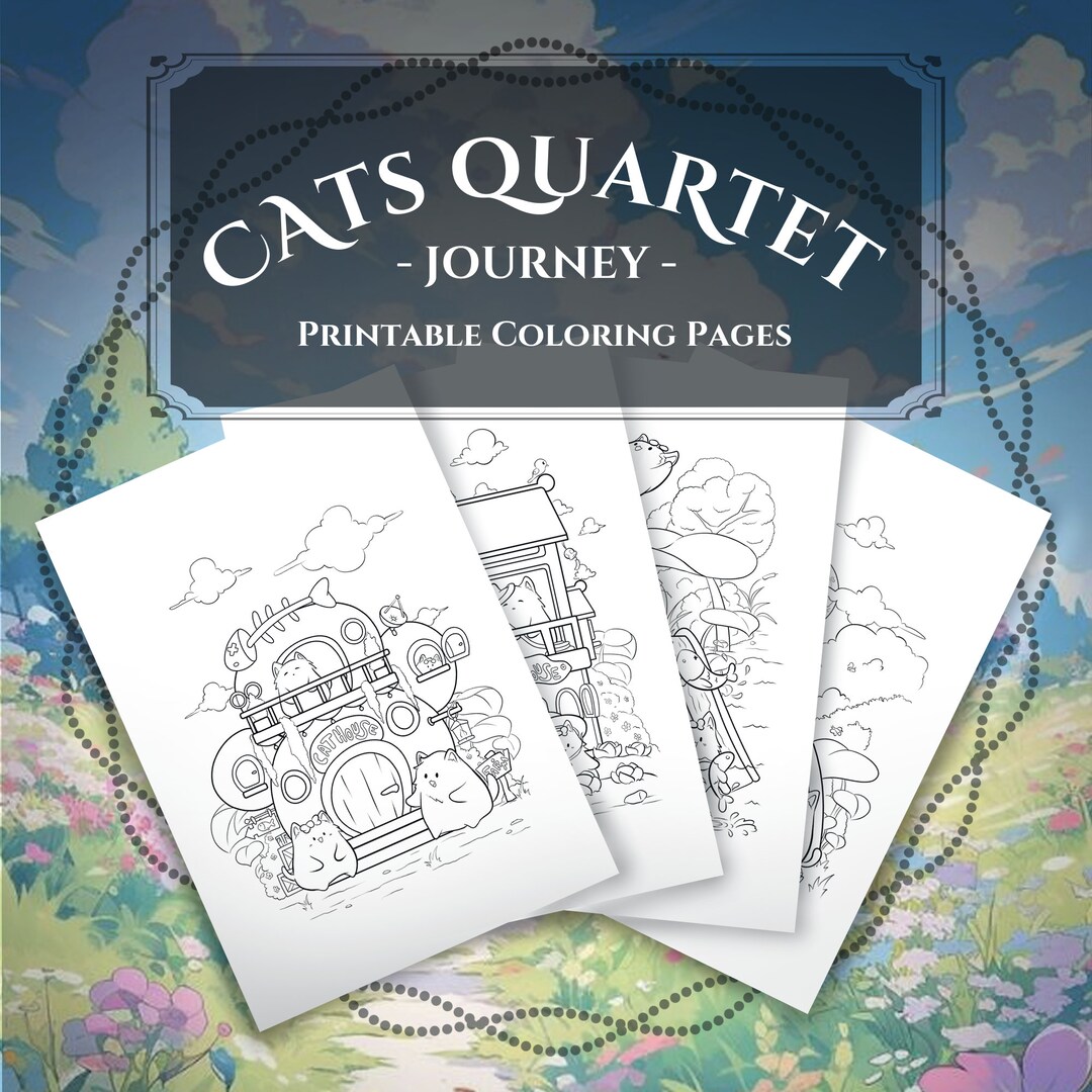 Heartwarming Cats Family Illustration, Printable PDF Coloring Book ...