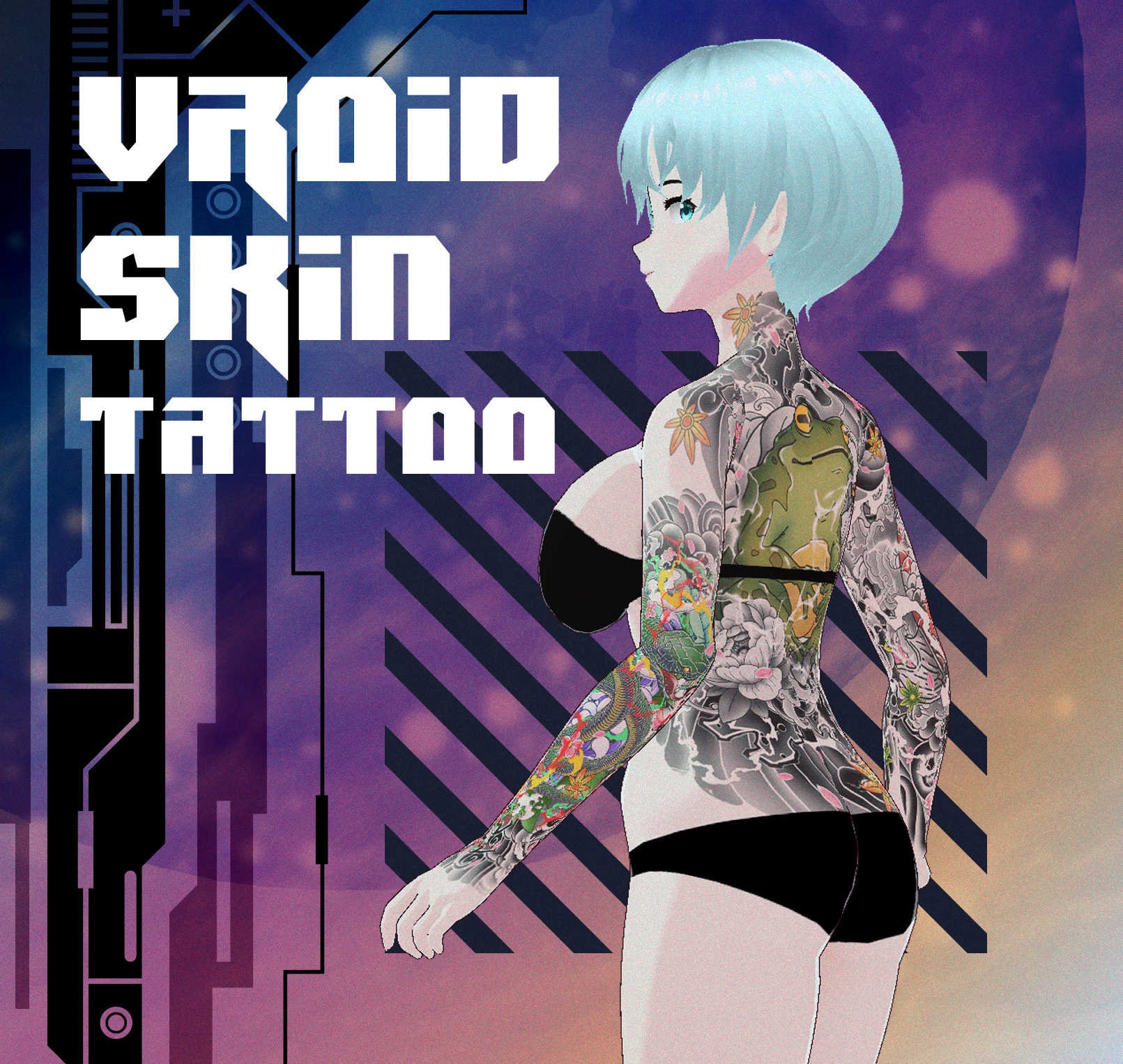 VROID Tattooed Skin, Yakuza Full Body Tattoo for Vrchat Model - Etsy
