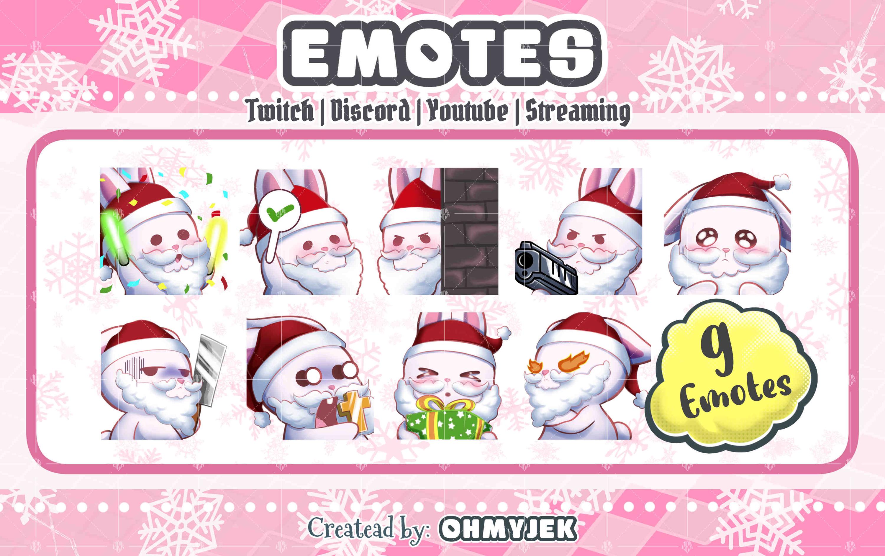 Christmas Bunny Santa Emotes: Twitch, Youtube, Discord (digital ...