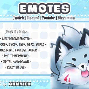 Chibi Kitsune Emotes: Blue Nine Tailed Fox Emoji Pack (digital Download ...