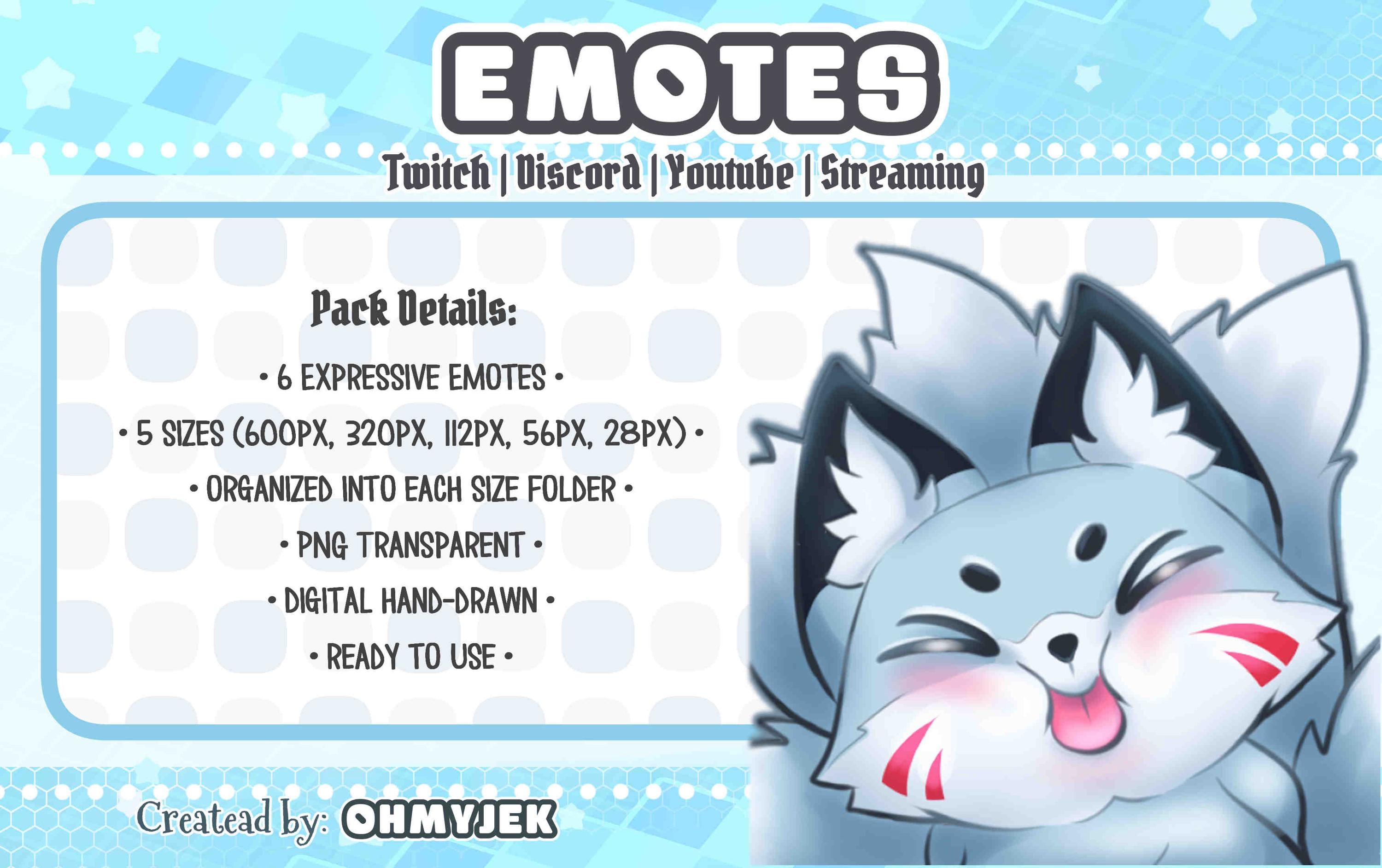 Chibi Kitsune Emotes: Blue Nine Tailed Fox Emoji Pack (digital Download ...