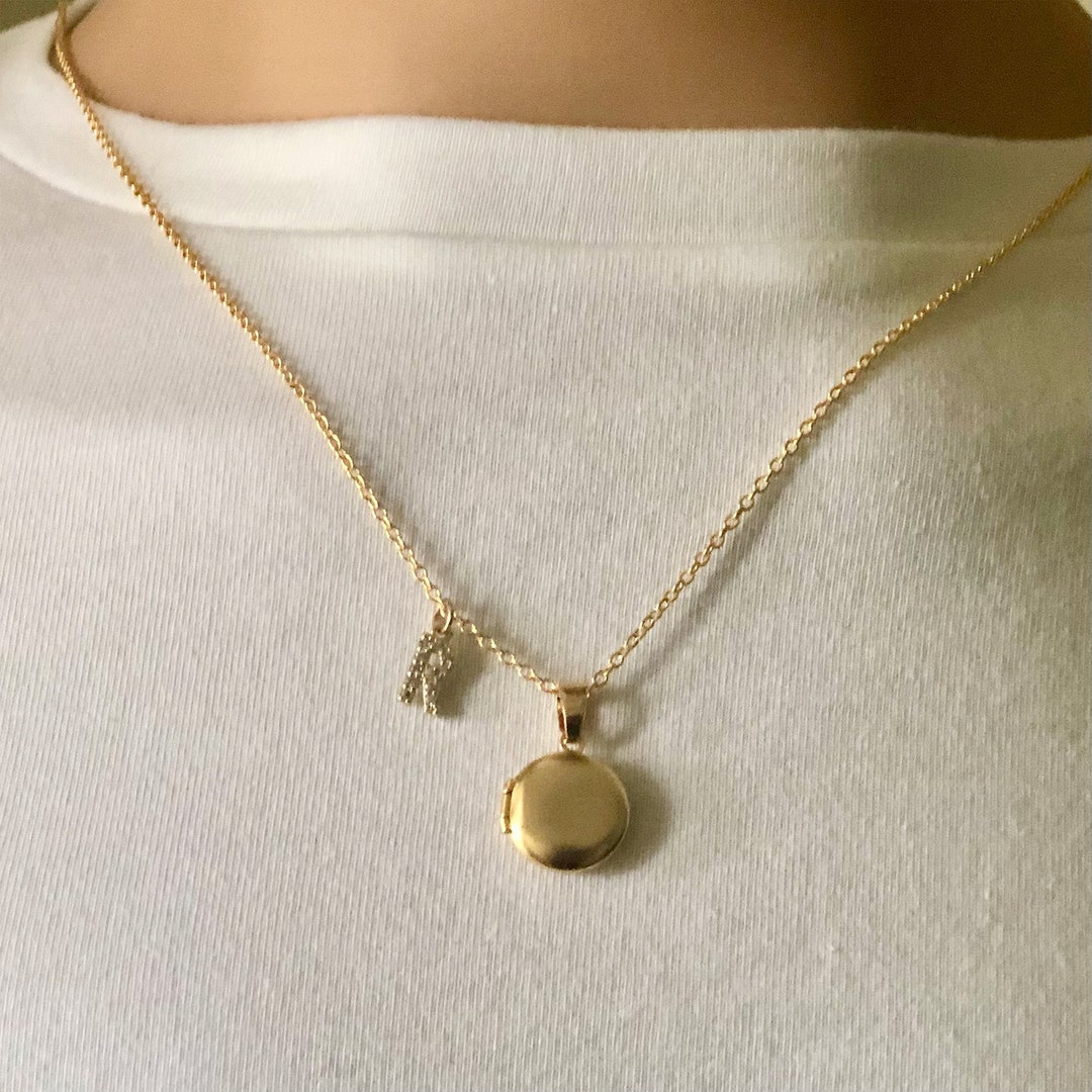 Mini medallón chapado en oro de 18 quilates, medallón con foto de perla ...