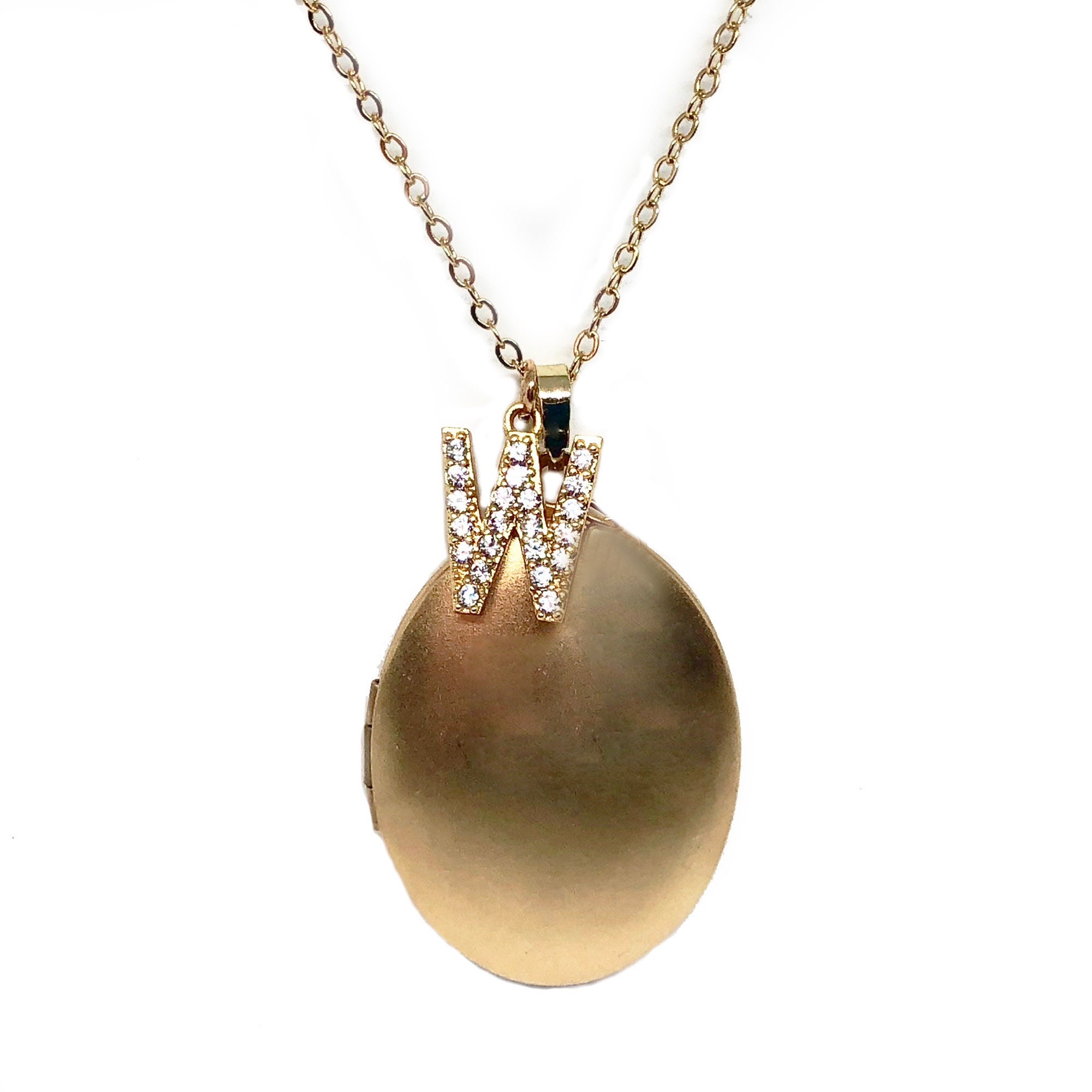 Medallón chapado en oro de 18 qt, inicial, medallón de fotos, regalos ...