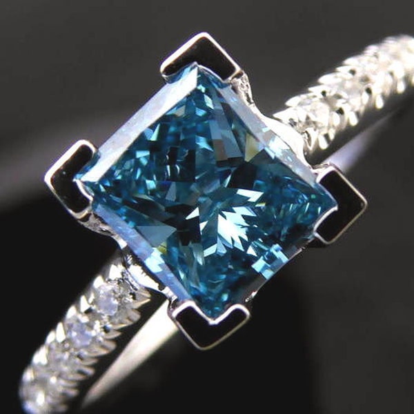 Blue Diamond Ring - Etsy