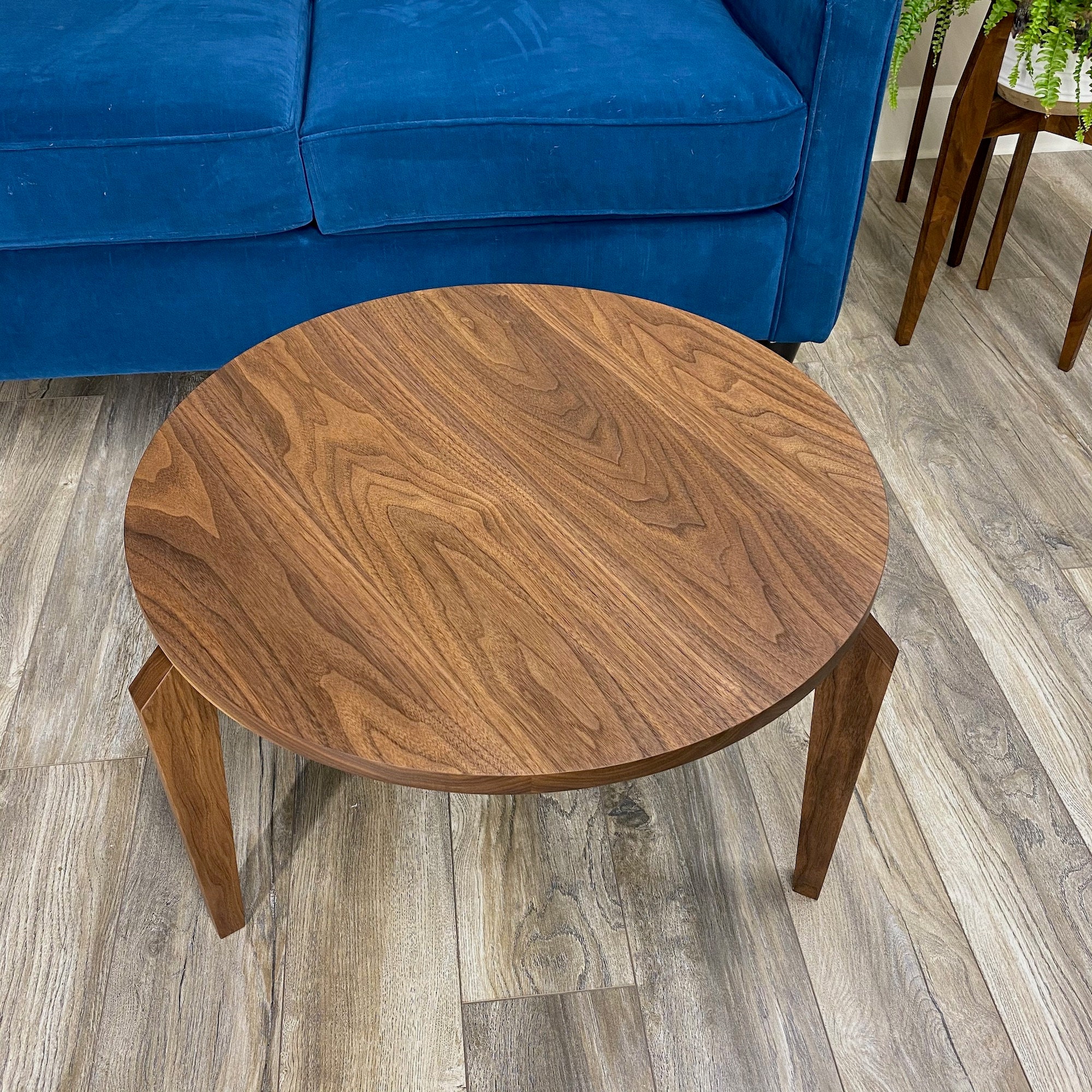 Round Walnut Coffee Table Mid-century Modern Style - Etsy