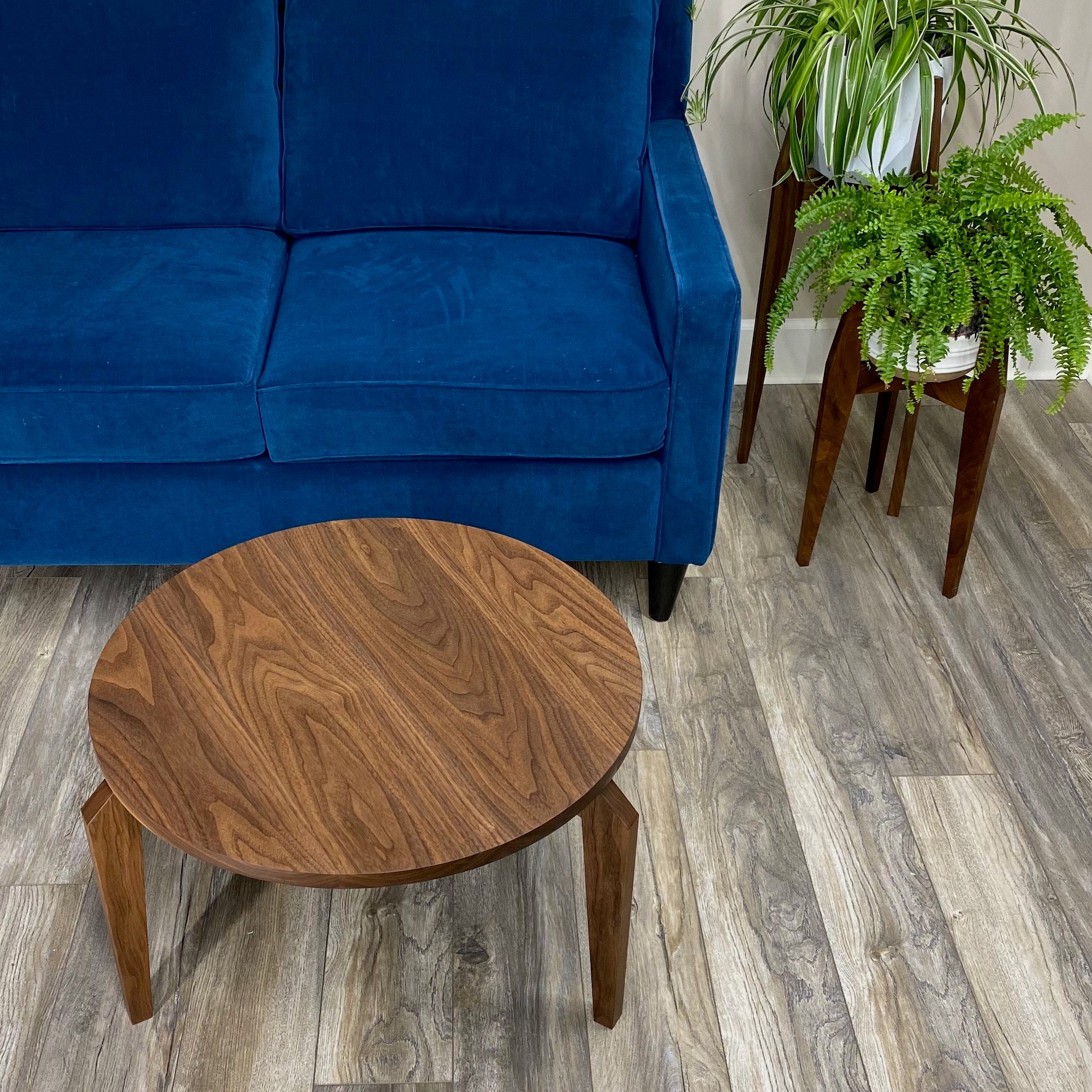 Round Walnut Coffee Table Mid-century Modern Style - Etsy