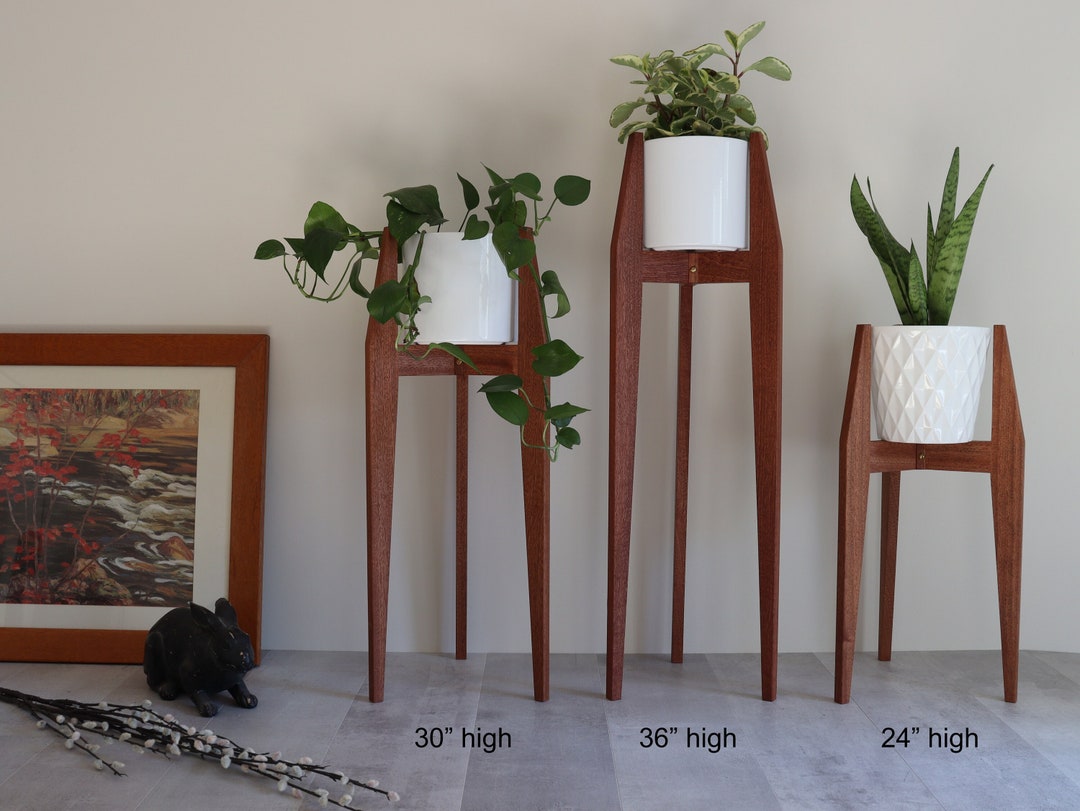 Plant Stand deluxe Sapele Mahogany / Mid Century Modern Style ...