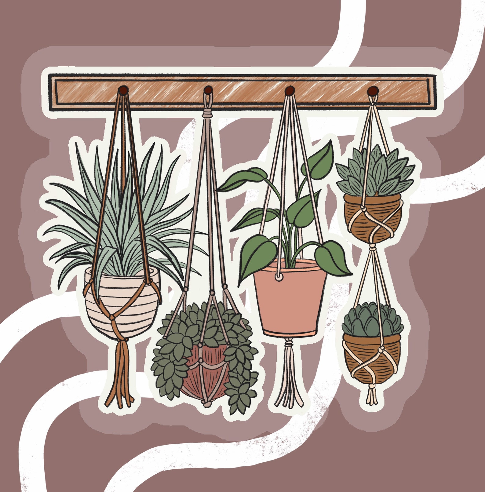 Hanging Plants Transparent Sticker Plant Sticker Nature - Etsy