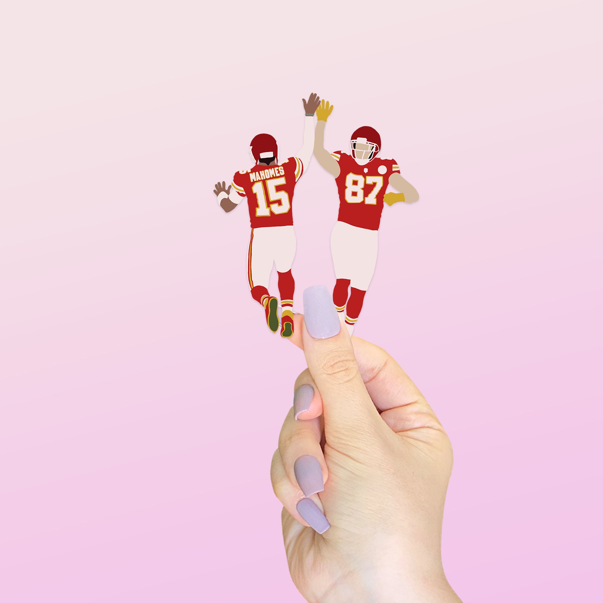 Patrick Mahomes And Travis Kelci High Five Clear Vinyl Sticker Starting ...