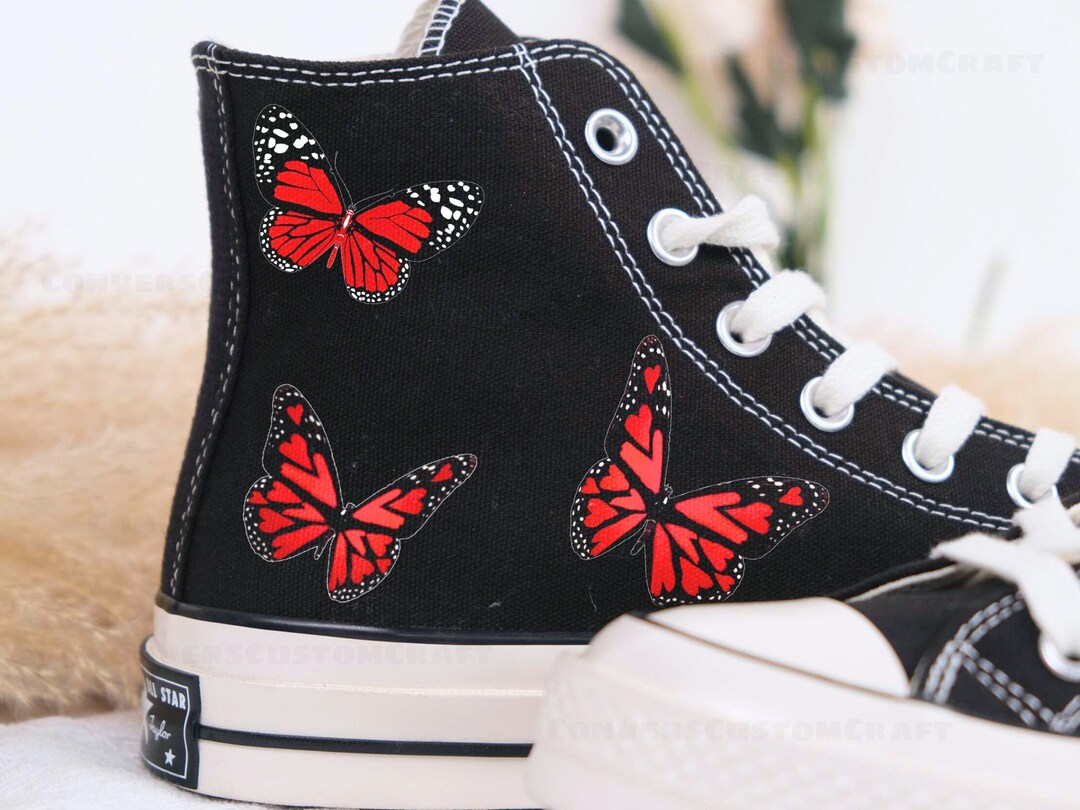 Custom Butterfly Converse, Painted Ombre Rainbow Sneakers, Butterflies ...