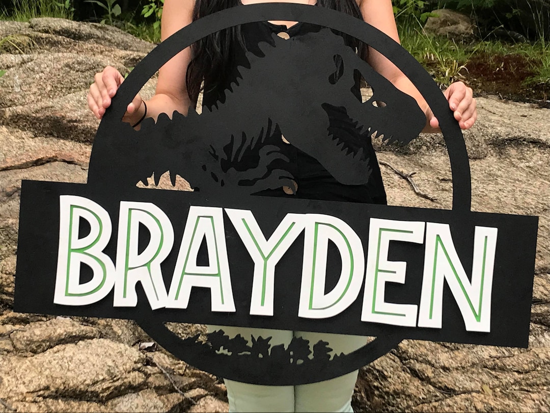 Jurassic Park Name Sign, Wooden Name Sign, Wooden Name Sign, Dinosaur ...
