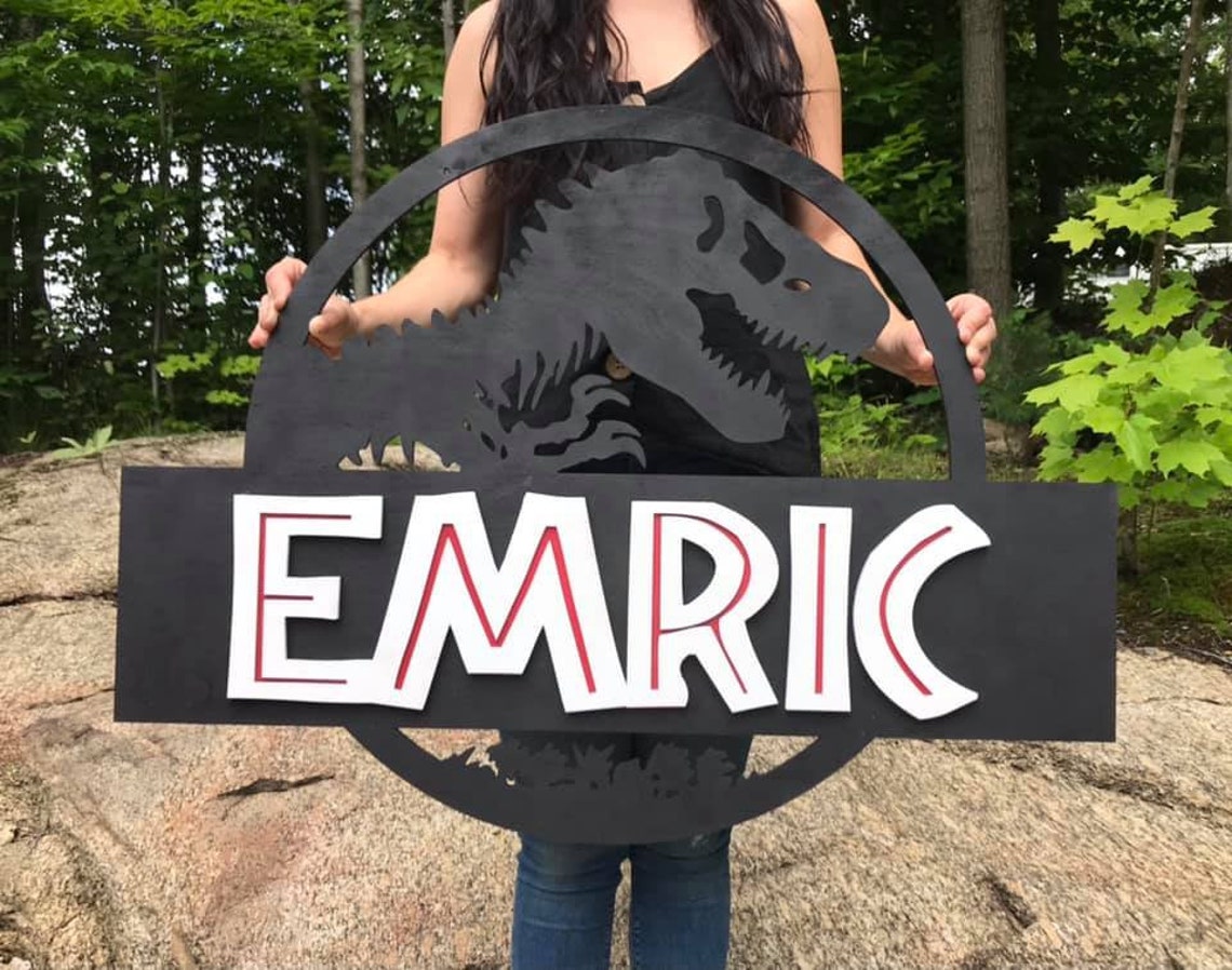 Jurassic Park Name Sign Prénom Bois Wooden Name Sign - Etsy Canada