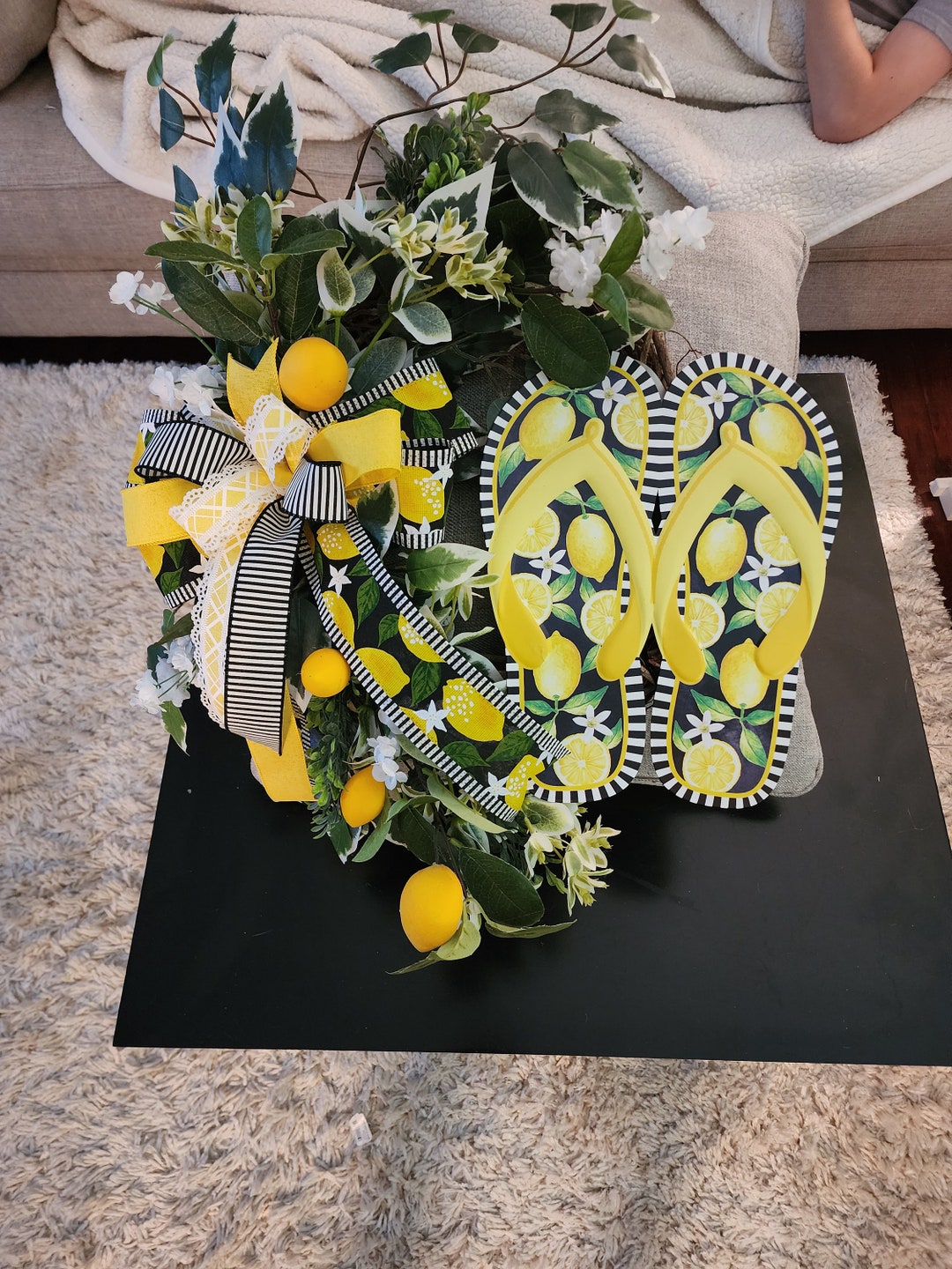Lemon Flip Flop Wreath: Summer Grapevine Wall Hanging - Etsy
