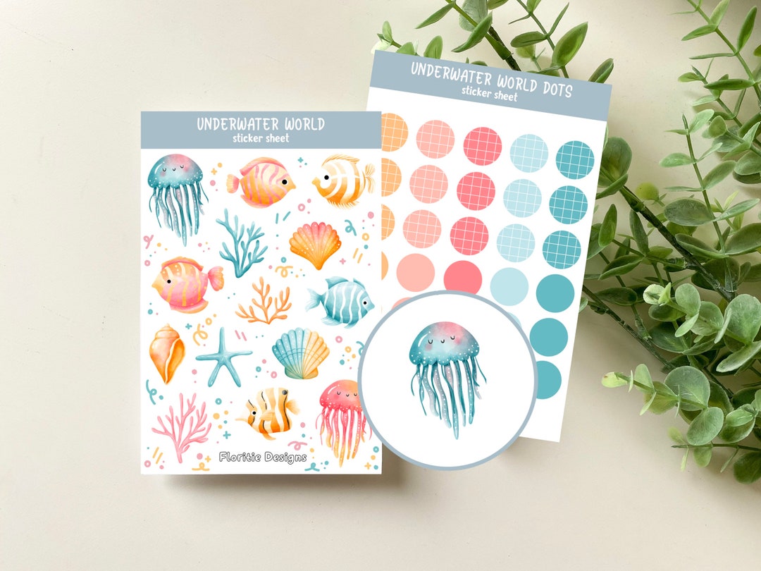 UNDERWATER WORLD Sticker Sheet Decorative Planner Stickers, Journal ...