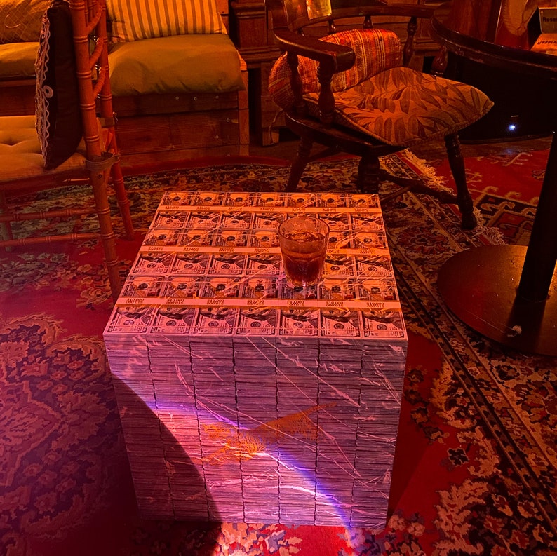 Million Dollar Cube Table: High Gloss Prop Money Side Table - Etsy