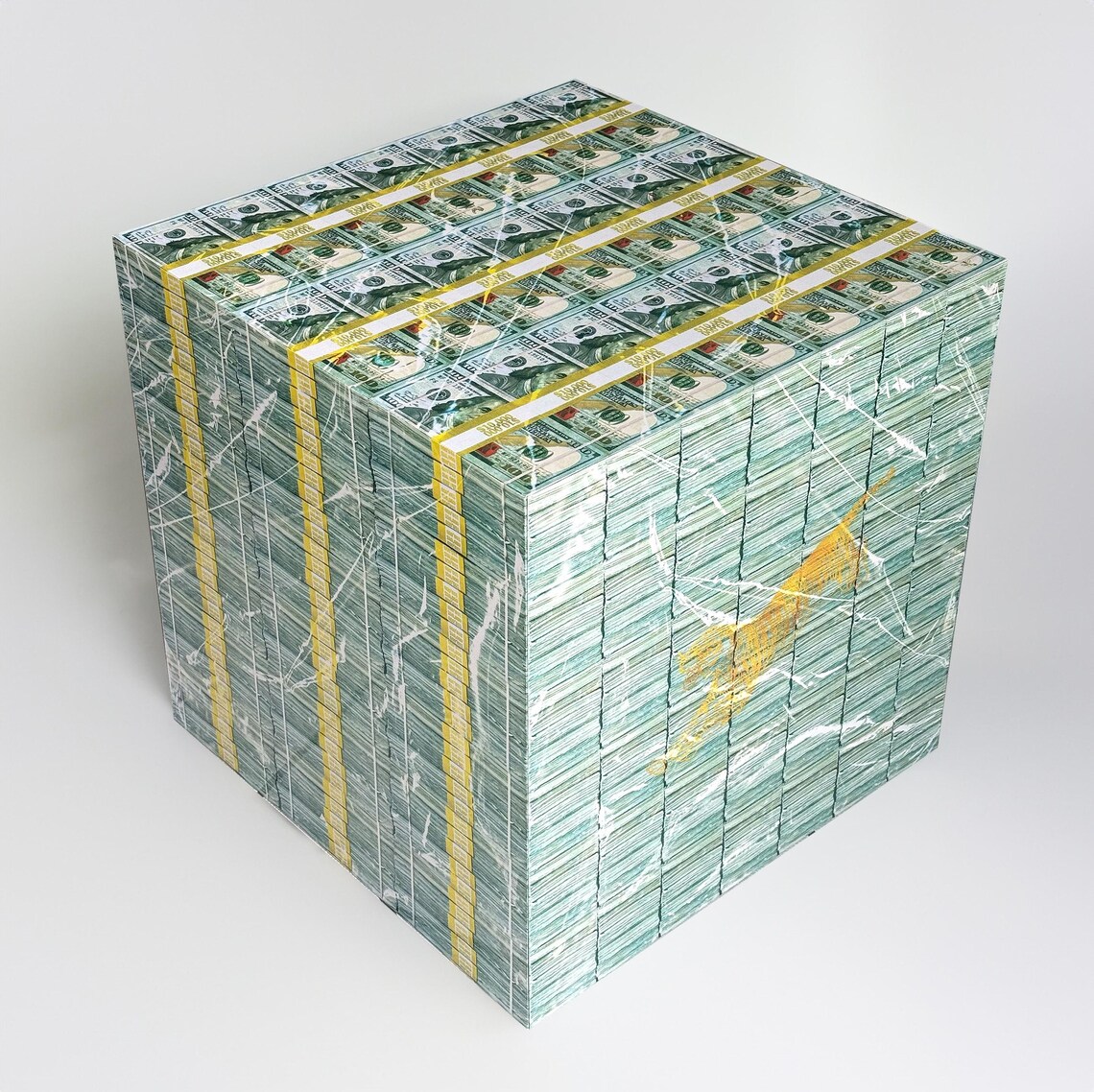Million Dollar Cube Table: High Gloss Prop Money Side Table - Etsy
