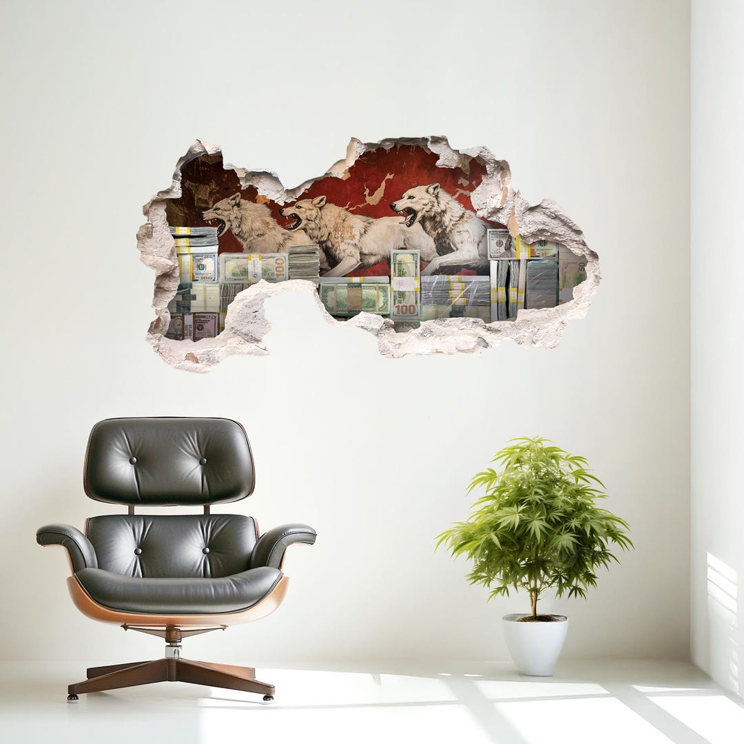 White Wolf Hustle Wall Decal: Motivational Peel and Stick Vinyl Art - Etsy