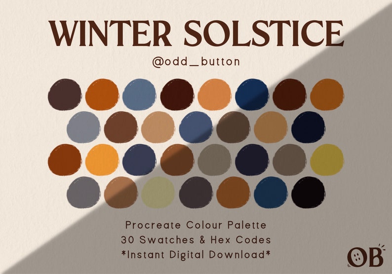 Digital Download Winter Solstice Procreate Colour Palette 30 Swatches ...