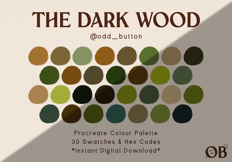 Digital Download the Dark Wood Procreate Colour Palette 30 Swatches and ...