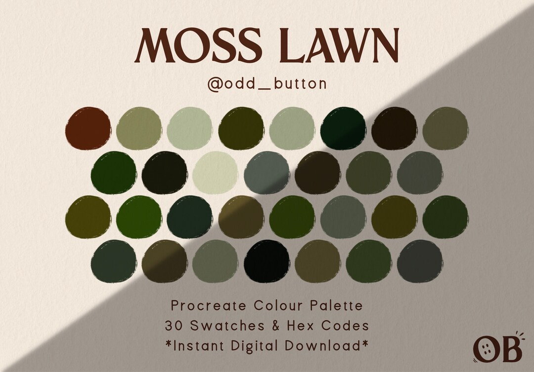 Digital Download Moss Lawn Procreate Colour Palette 30 Swatches and ...