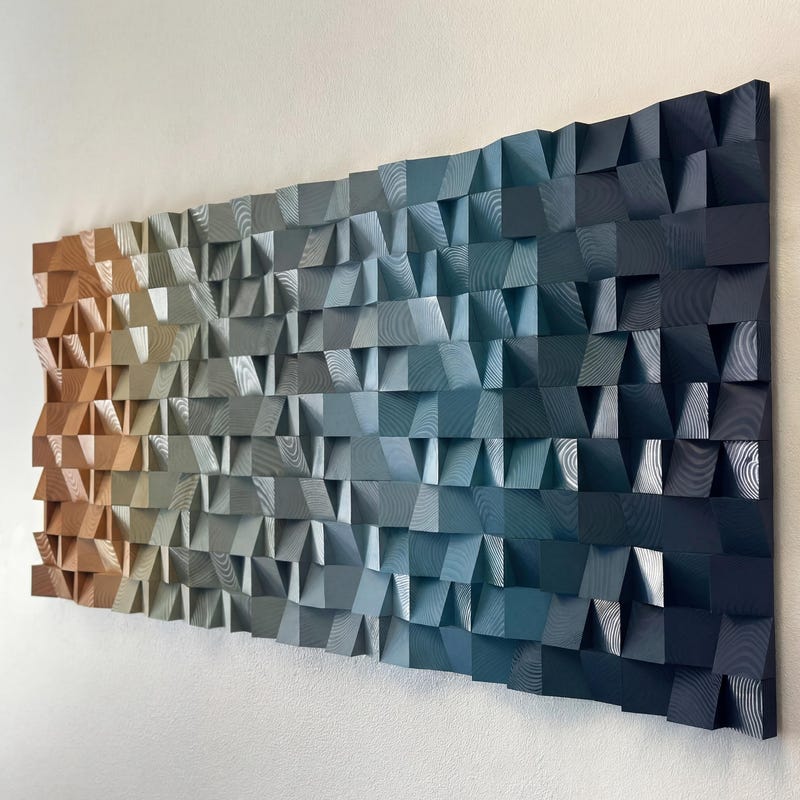 Blue Wood Large Wall Art - Etsy