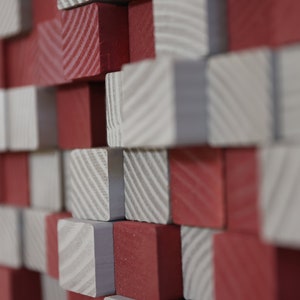 Red and Grey Mix Geometric Wood Art. - Etsy