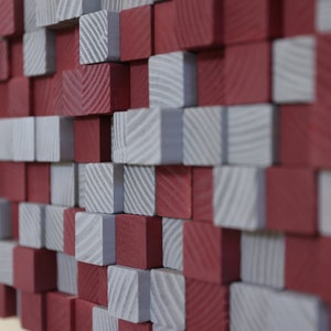 Red and Grey Mix Geometric Wood Art. - Etsy