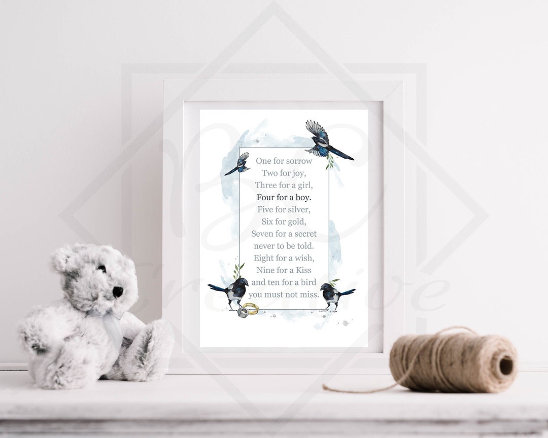 Magpie Saying Art Print, Nursery Print, Magpie Print, New Baby Print ...