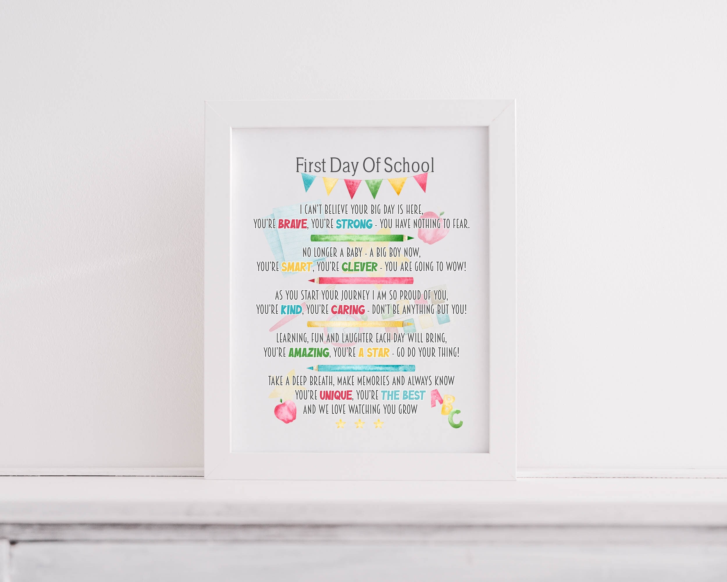 First Day of School Print, Beautiful Poem - Etsy