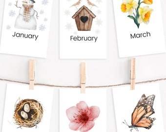 Printable Months of the Year Flashcards - Etsy