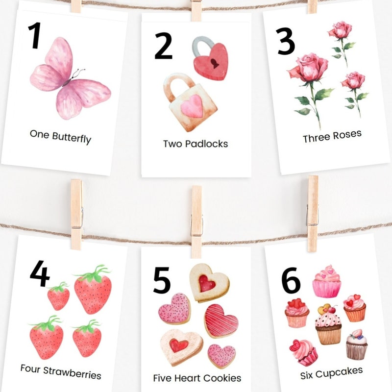 Valentine Number Flash Card - Etsy